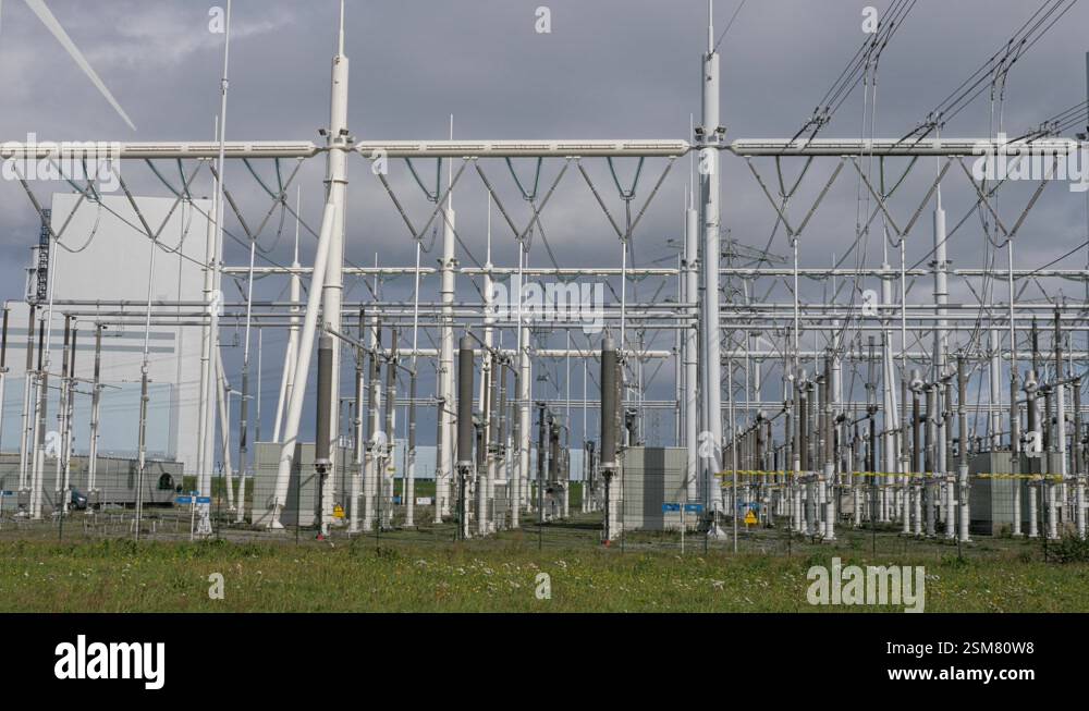 Utility Poles And Generators On Power Station, pan shot Stock Video ...