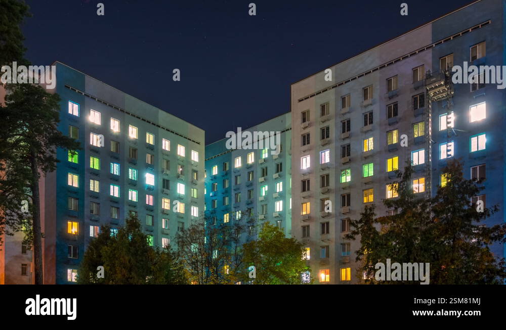 Time lapse of a hospital building exterior. View of the clinic windows ...