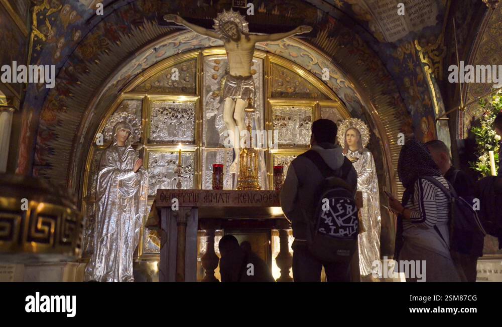 Pilgrims at The Place of the Skull, Cavalry (Golgotha) Where Jesus Died ...
