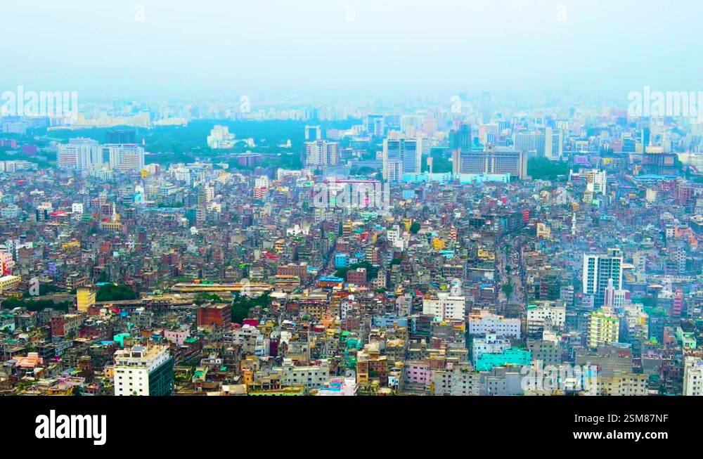 Flyover in the blueish hue of Dhaka, the polluted megacity of ...