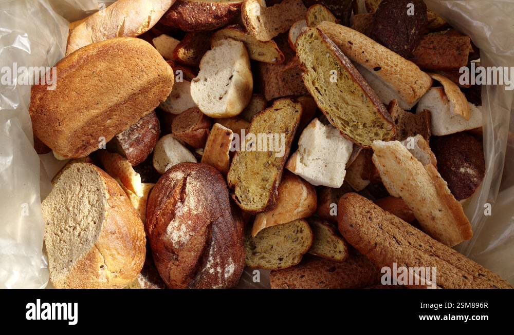 Dry uneaten bread. Circular economy of bread. Recycling bread waste ...