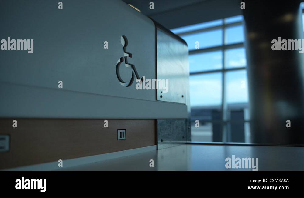 handicap sign in sitting area at airport Stock Video Footage - Alamy