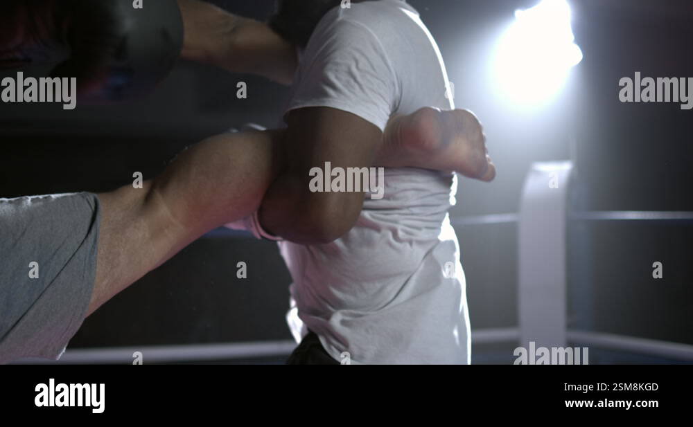 Powerful Leg Strike in Ring, Fighter Delivers Kick in Slow-Motion ...