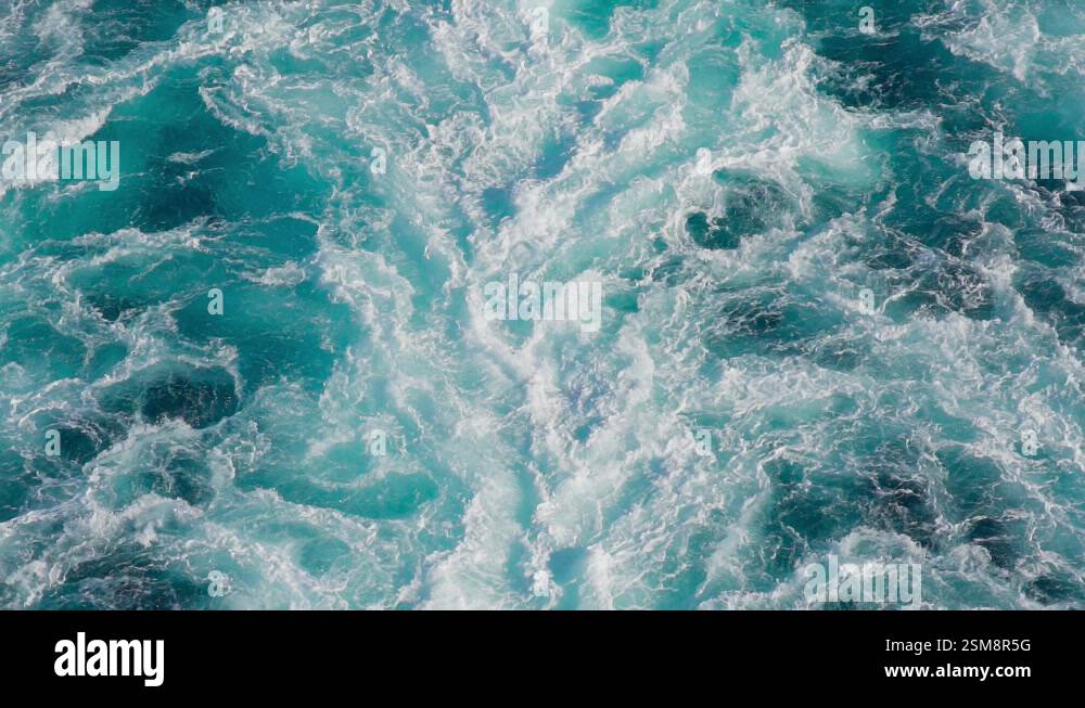 4k, The wake of a large ship, top view, Red sea, slow motion Stock ...