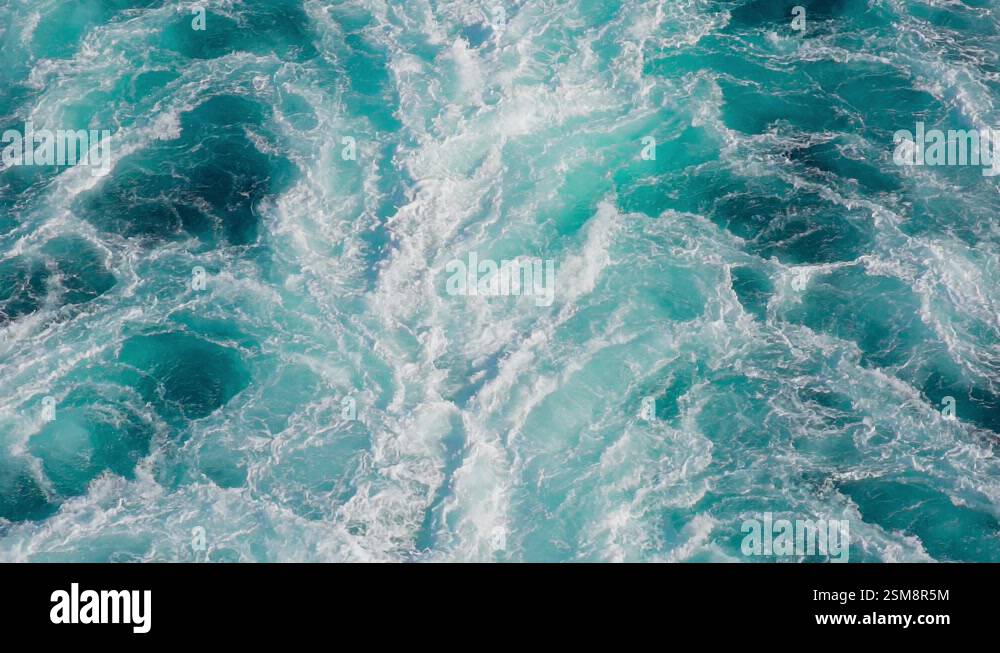 4k, The wake of a large ship, top view, Red sea, slow motion Stock ...