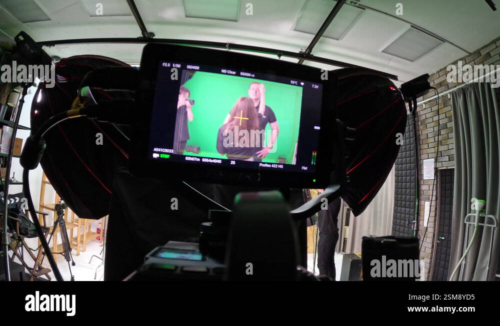 Camera records video about male actor preparation for work Stock Video ...