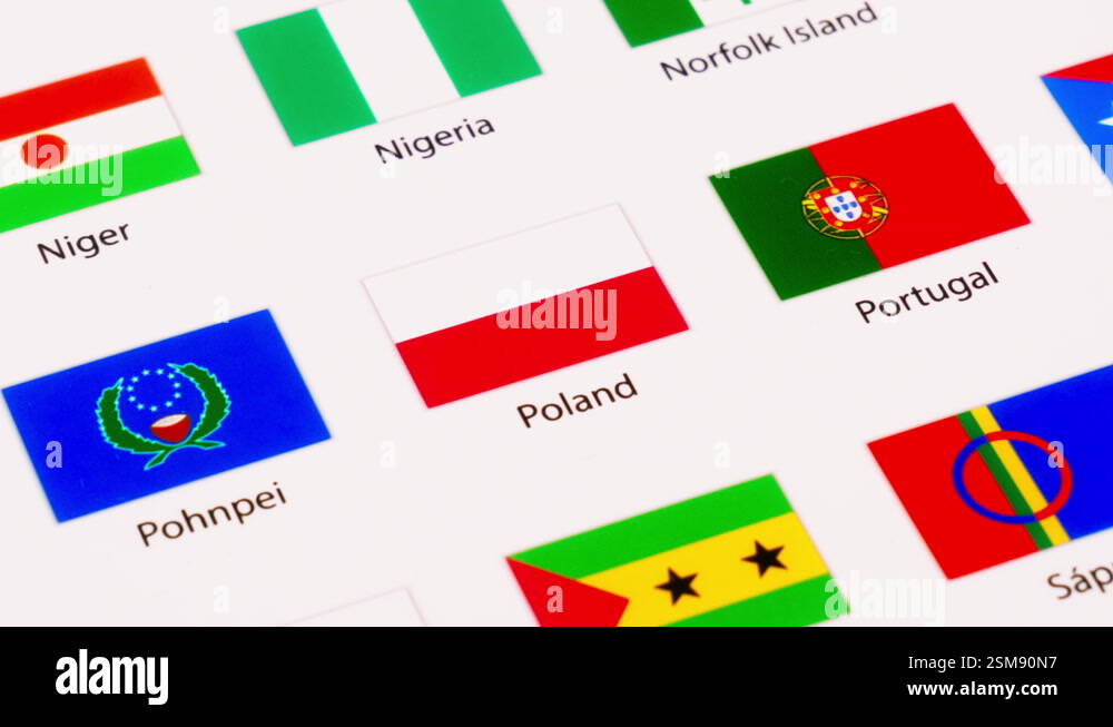 Zoom-out of a picture of the flags of different countries and ...