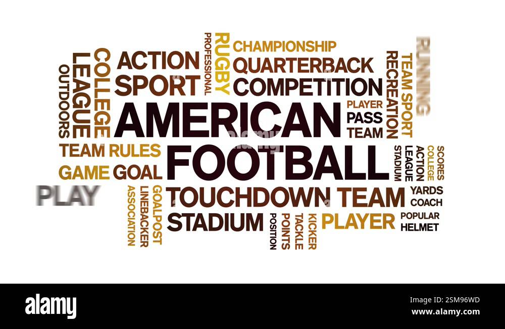 American Football animated word cloud,animation typography seamless ...