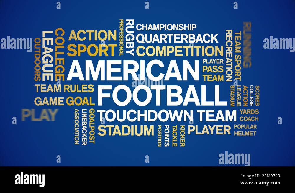 American Football animated word cloud,animation typography seamless ...