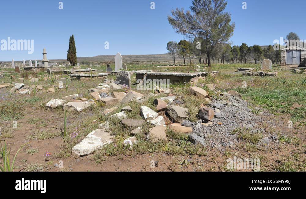 Unmarked stone graves at overgrown South African War cemetery in ...