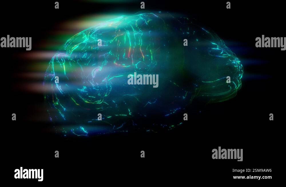 rotating animation of digital brain activity, synapse flow and neuronal Stock Video Footage - Alamy