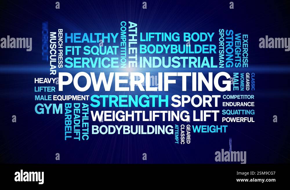 Powerlifting animated word cloud,animation tag kinetic typography ...