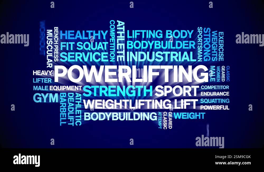 Powerlifting animated word cloud,animation tag kinetic typography ...