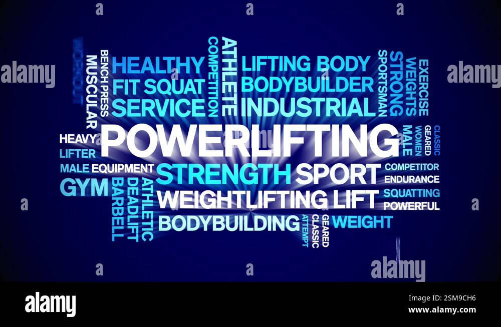 Powerlifting animated word cloud,animation tag kinetic typography ...