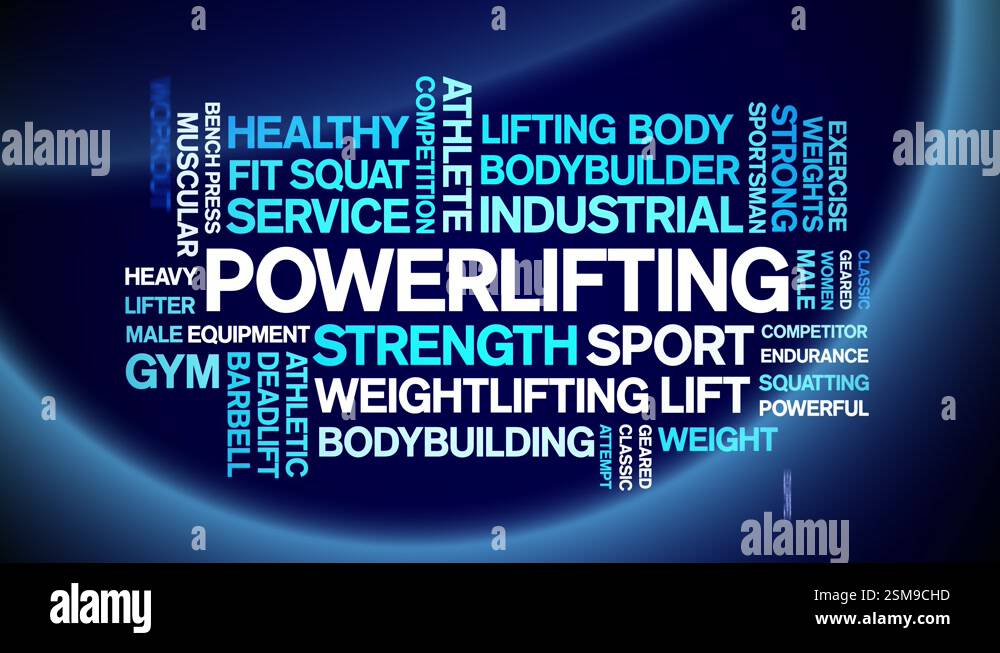 Powerlifting animated word cloud,animation tag kinetic typography ...