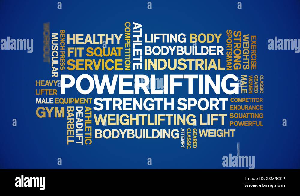 Powerlifting animated word cloud,animation tag kinetic typography ...