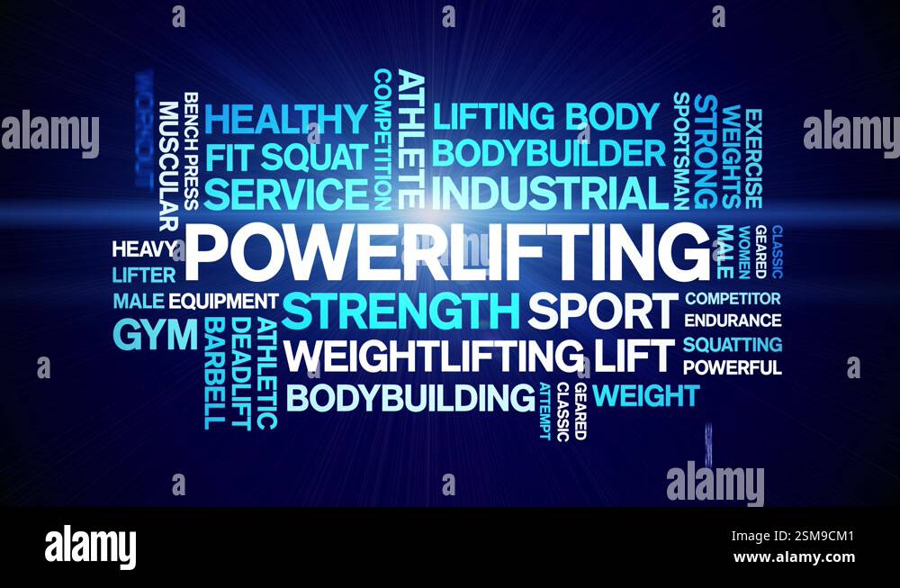 Powerlifting animated word cloud,animation tag kinetic typography ...