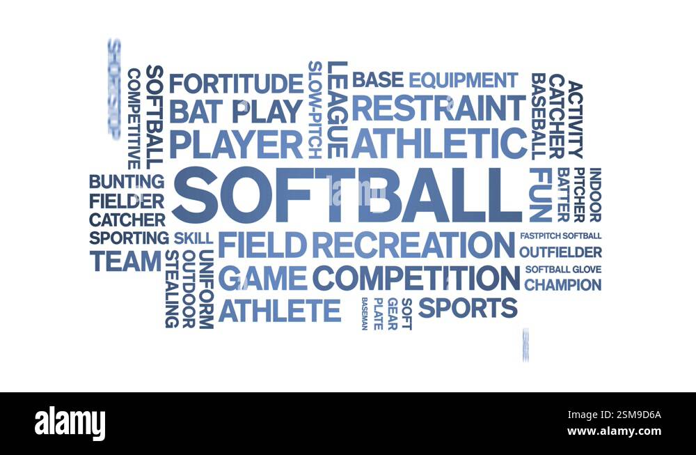 Softball animated word cloud,animation tag kinetic typography seamless ...