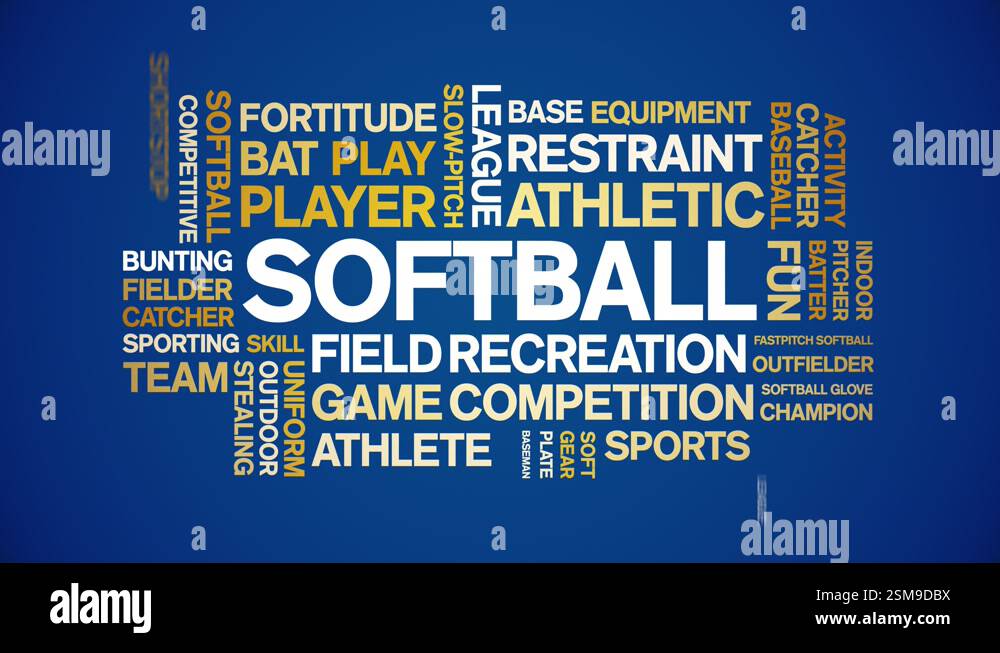 Softball animated word cloud,animation tag kinetic typography seamless ...