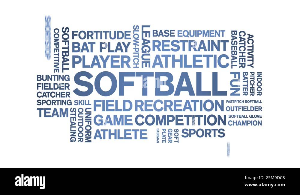 Softball animated word cloud,animation tag kinetic typography seamless ...
