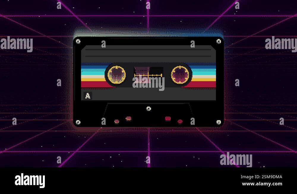 Retro musiccasette with retro colors eighties style, cassette tape, 8 ...