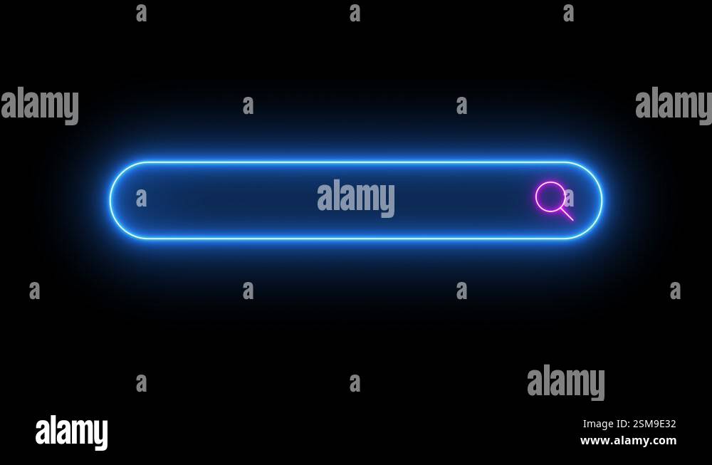 Seamless Loop Magnifying glass Searching Bar Flicker Neon Light Button ...