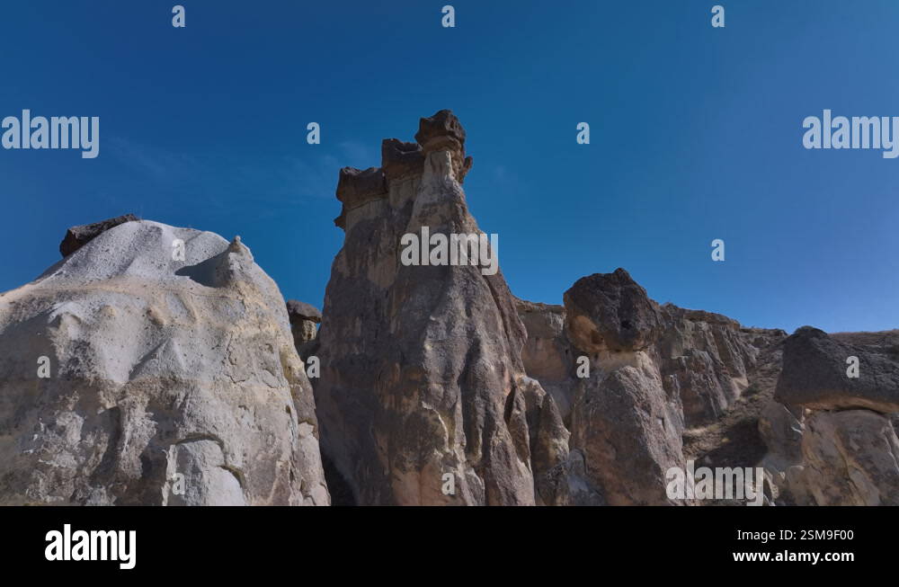 Unusual Stones With Caps In The Valley Of Cappadocia Stock Video ...