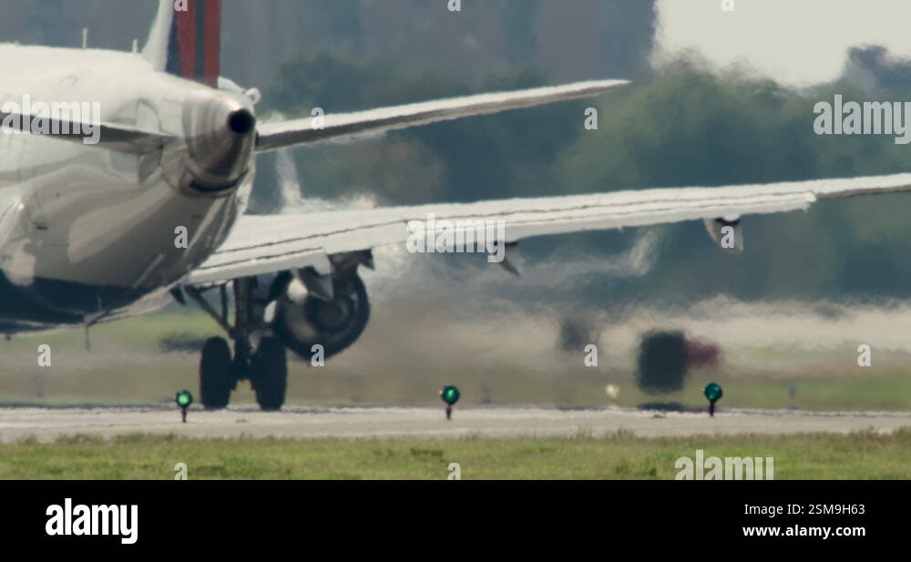 Distortion from Jet Exhaust as Plane Taxis Down Runway Stock Video ...