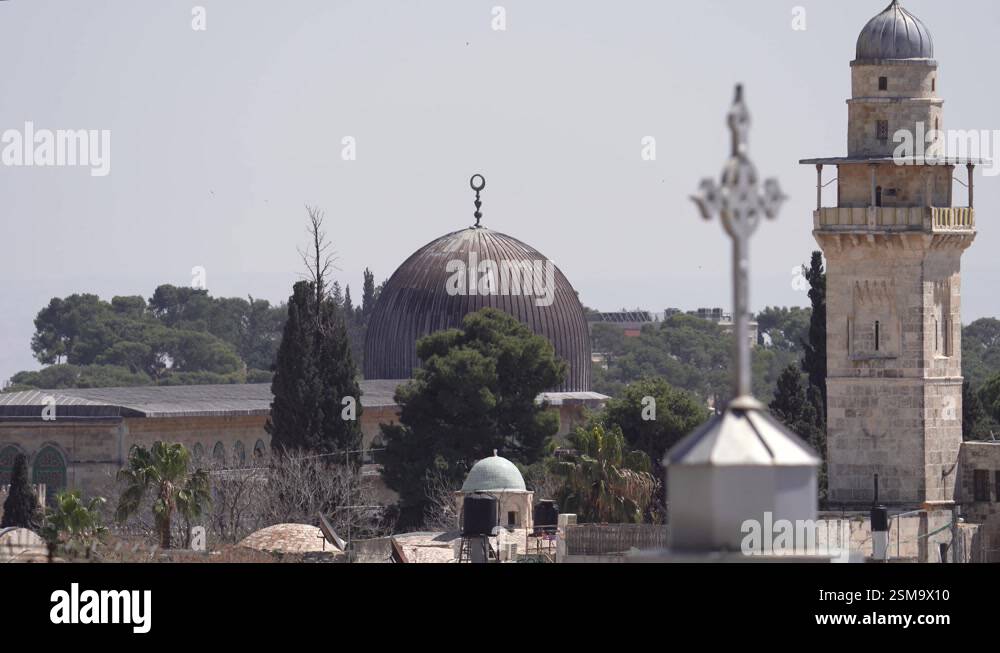 Zoom on Al-Aqsa, Qibli Mosque Qubba In Jerusalem Temple Mount - Israel ...