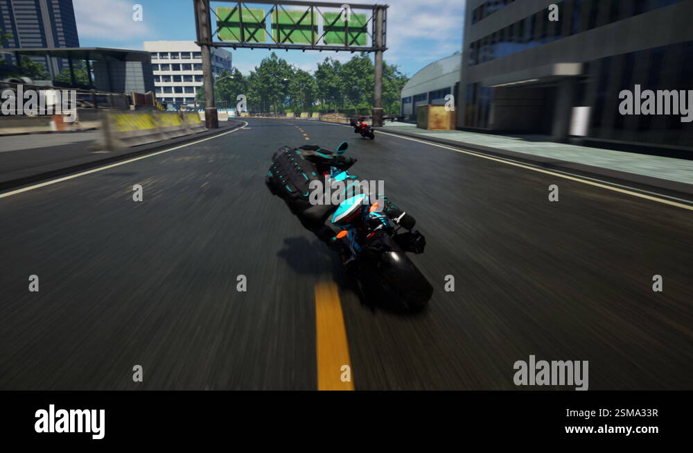 Bikers Compete For Victory In Motorcycle Speed Racing Video Game ...