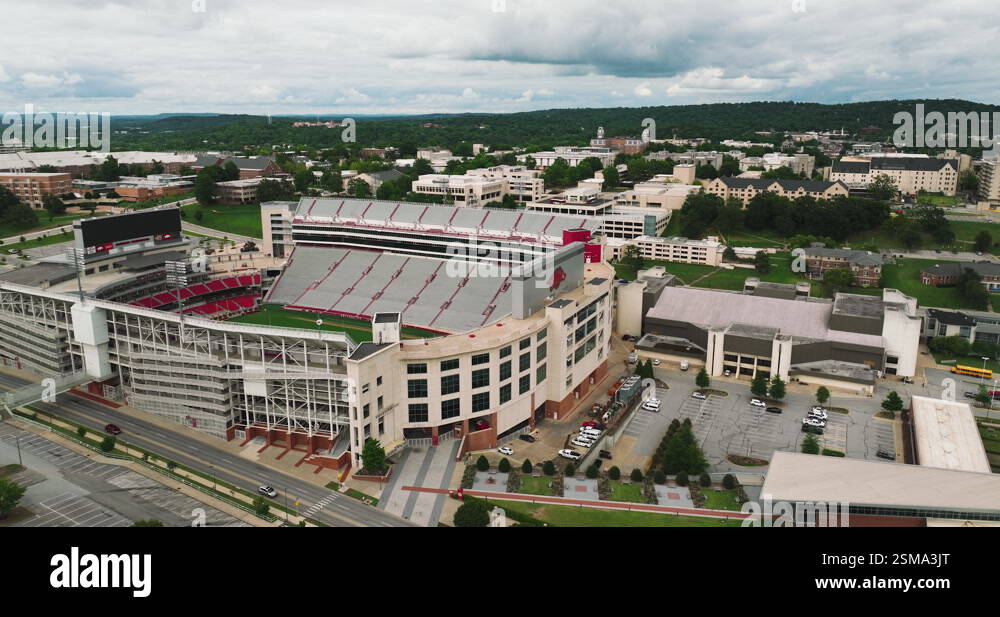 Iconic Exterior With Glimpse Inside Of The Razorback Stadium In Stock ...