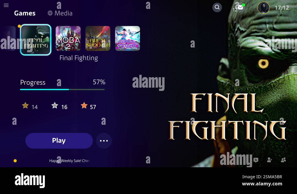 Choosing the newly released shooter game from the console selection ...