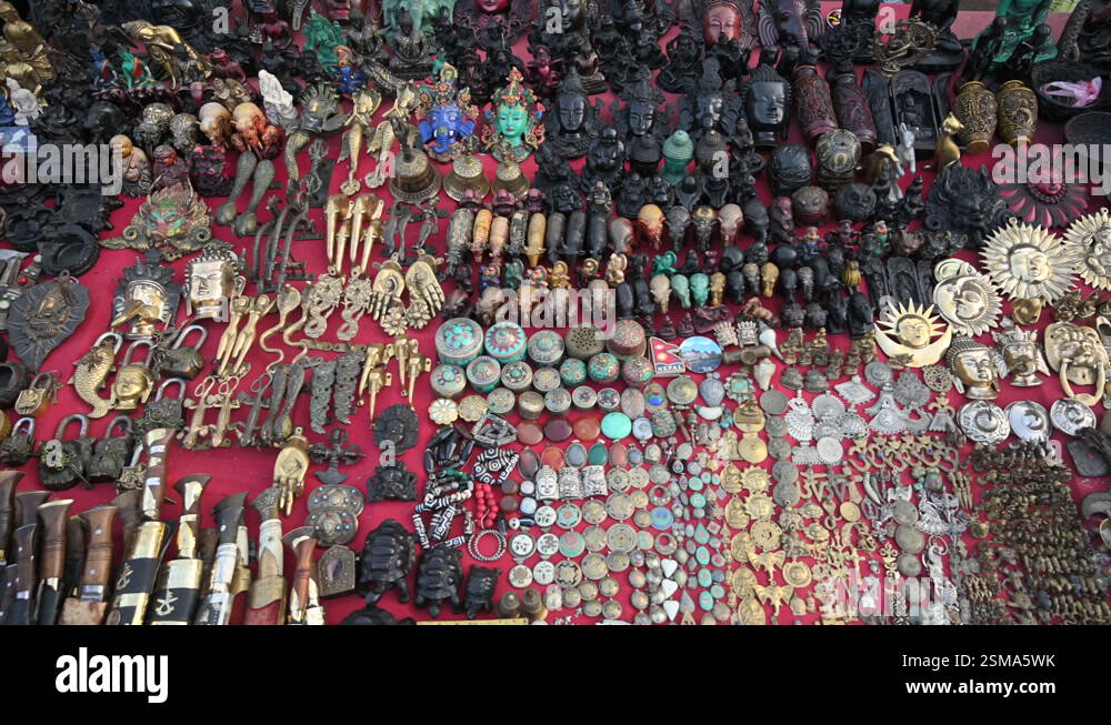 Nepal Basantapur Kathmandu Durbar Square Religeous Goods Shop Slow ...