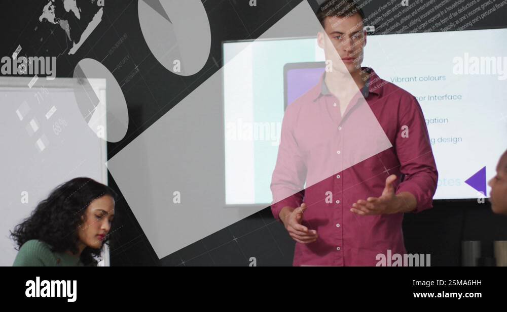 Animation of infographic interface over caucasian businessman ...