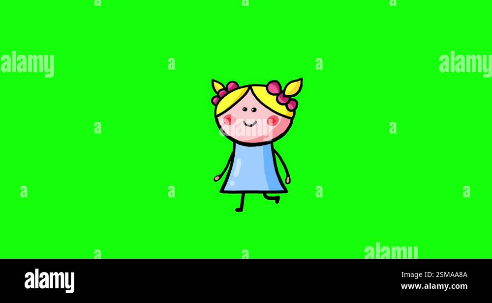 Anka cartoon kid character moves isolated one step green screen Stock ...