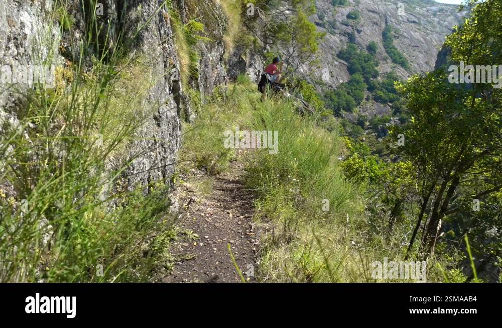 Girl in the rocks. Route in the Desfiladero do Eume, Fragas do Eume ...