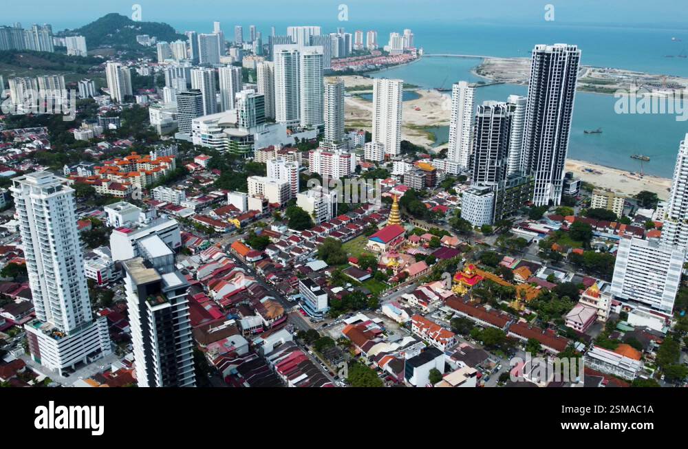 Cinematic footage of Penang City and some of the imposing tall ...
