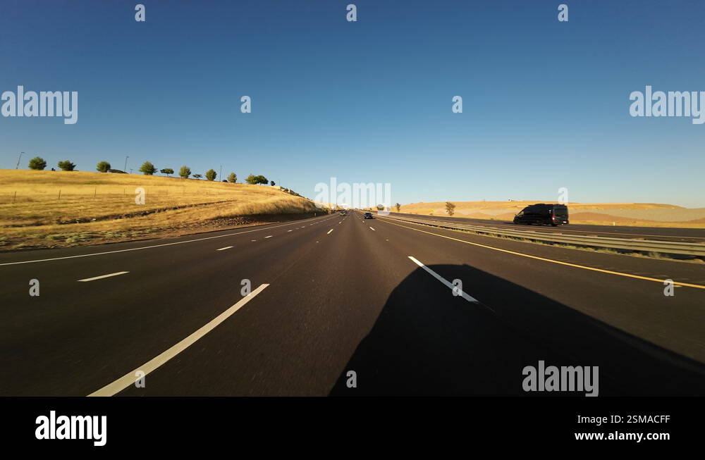 Sacramento Shingle Spring to Rancho Cordova 03 Rear View Sunset Driving ...