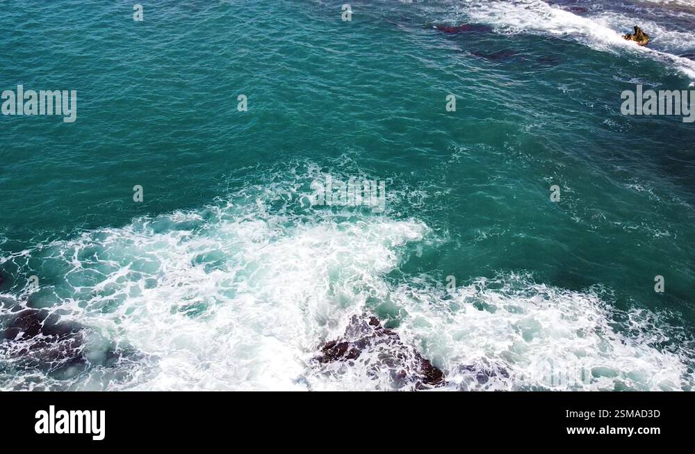 Foamy waves hitting rocky coast of Crete, aerial view Stock Video ...