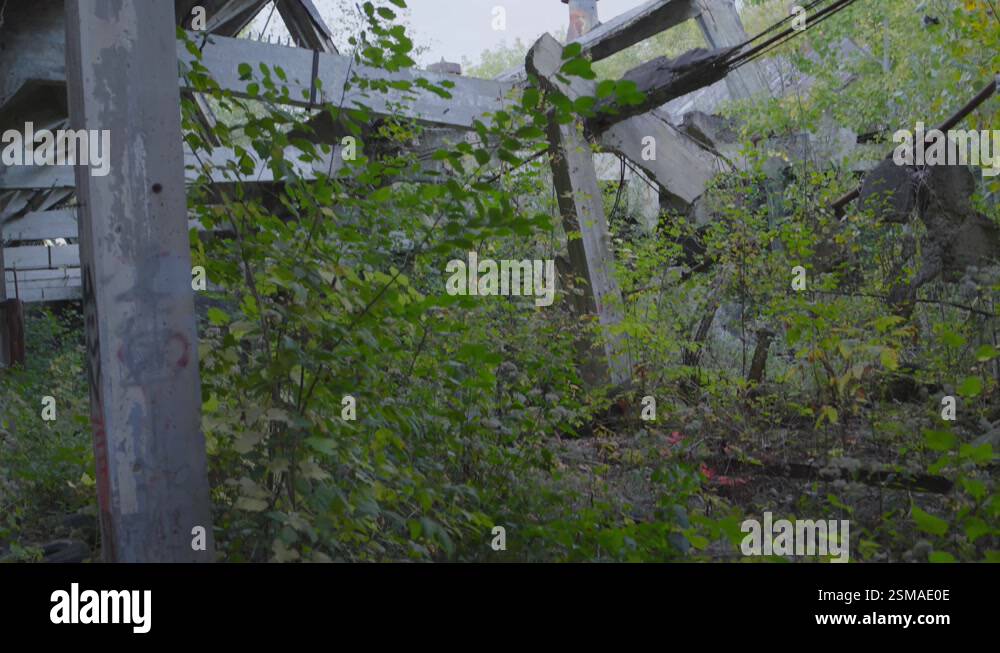 tilt down through an abandoned overgrown structure in northeast ohio ...