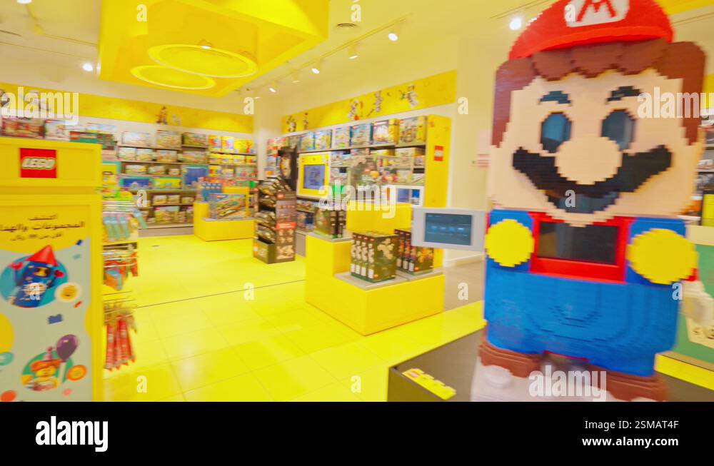 4k, panoramic view interior of Lego Store, inside Red Sea Mall, Jeddah ...