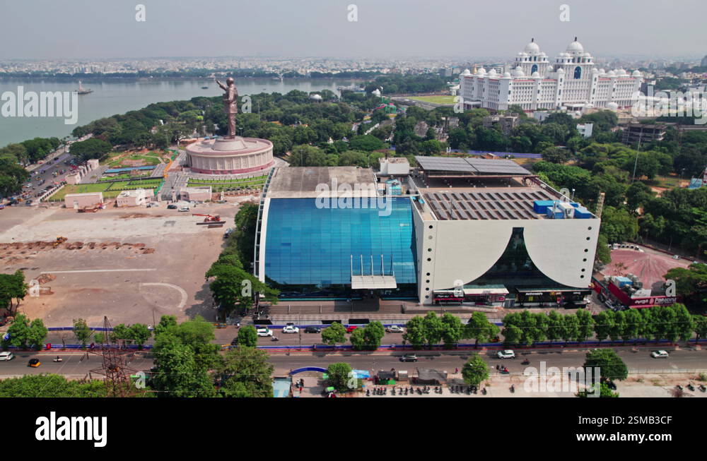prasads multiplex building with tankbund, ambedkar statue and ...