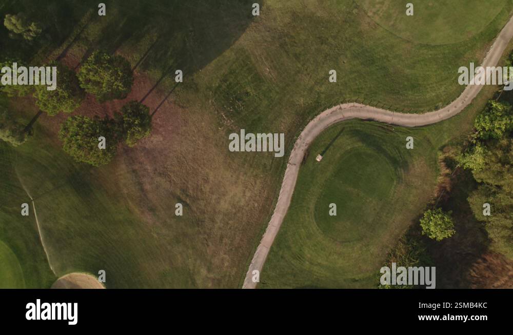 Golf course. Panoramic aerial view at high altitude of golf course ...