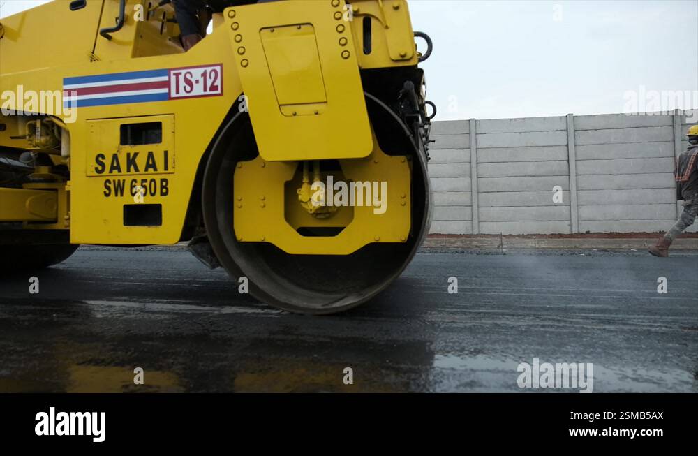 Tandem roller heavy soil compaction equipment is used in the ...