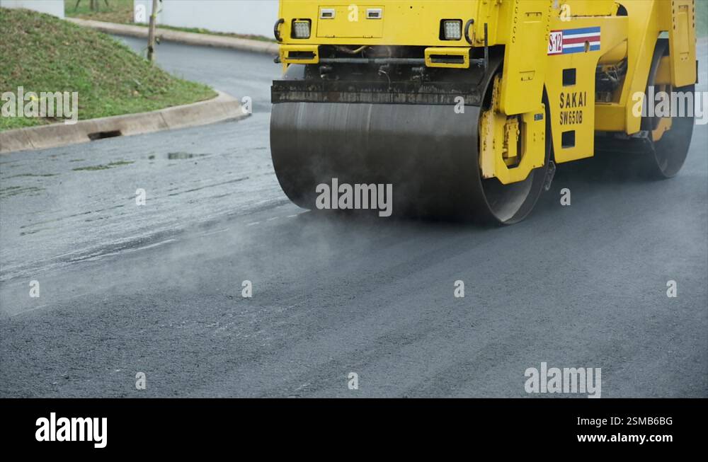 Tandem roller heavy soil compaction equipment is used in the ...