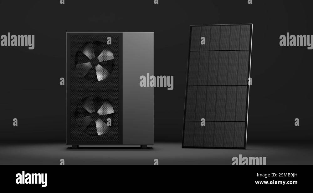 rotating fan of a heat pump energy as a heater with storage tank Stock ...