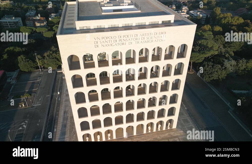 Ascending Drone Shot Reveals Palace of Italian Civilization in EUR ...