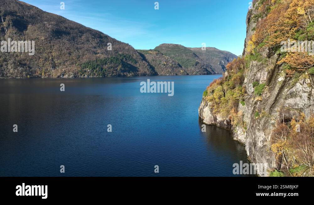 Veafjorden fjord and Stanghelle revealed from Hetteneset mountain ...