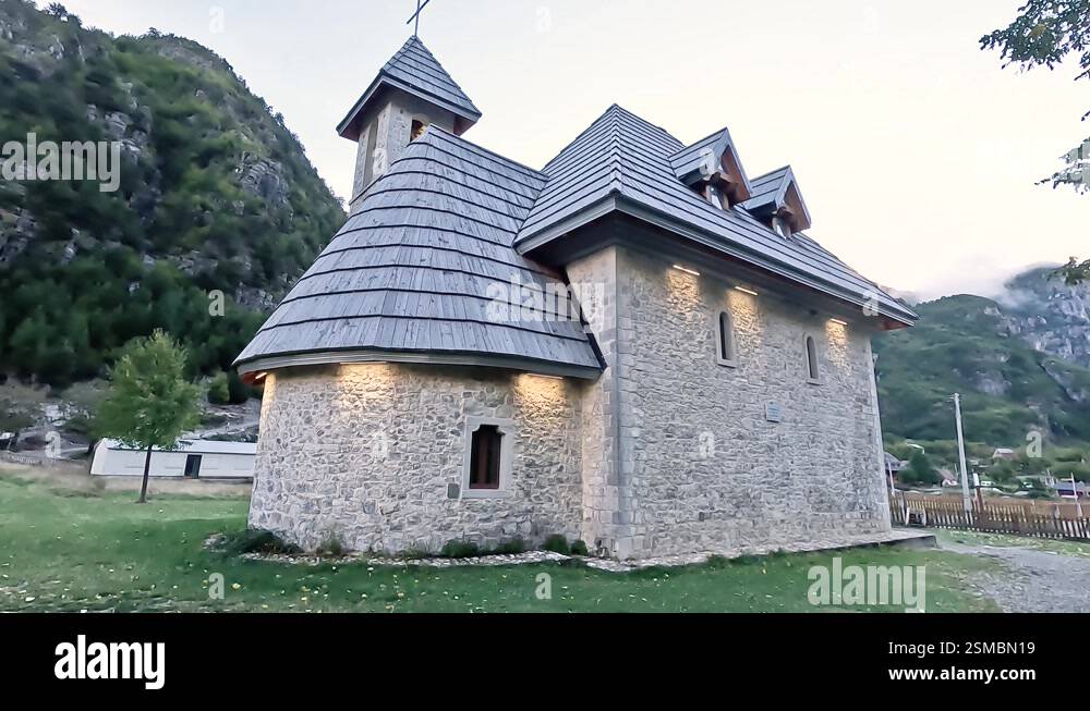 Catholic Church of Theth National Park in the Dinaric Alps in Albania ...