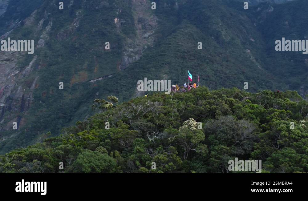 Close Drone shot of Mount Kinabalu at Maragang Hill Sabah Malaysia ...